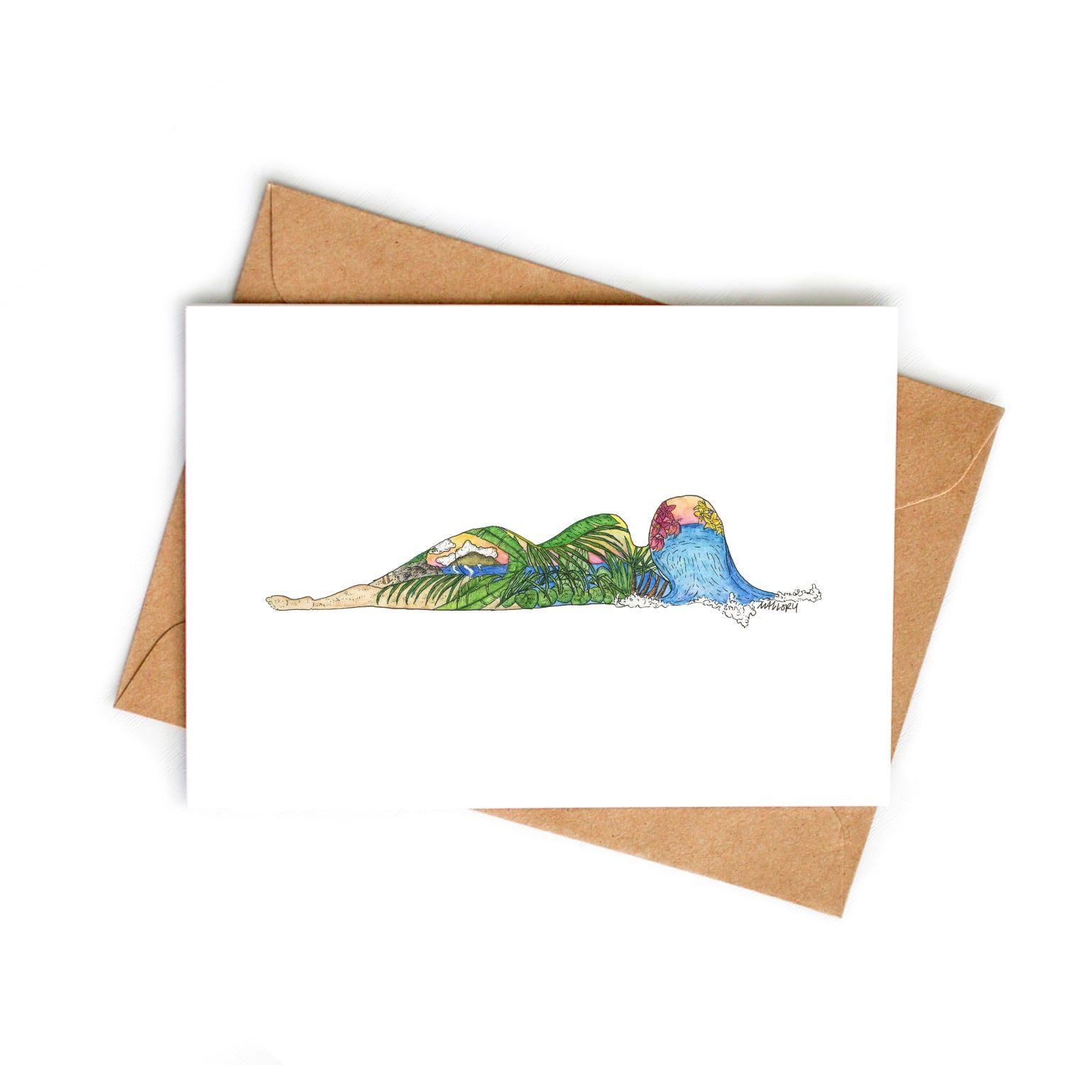 Artistic Greeting Card Featuring Nature-Inspired Illustration – Blank ...