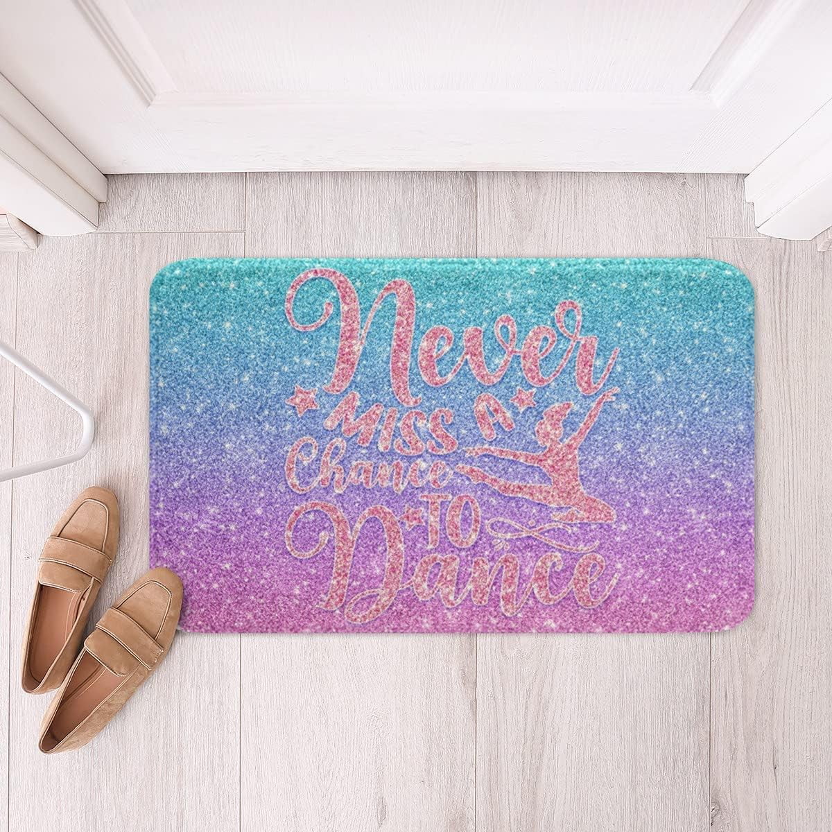 Artistic Gymnastics Bath Rugs Non Slip Shiny Blue Pink Gradient Sequins ...