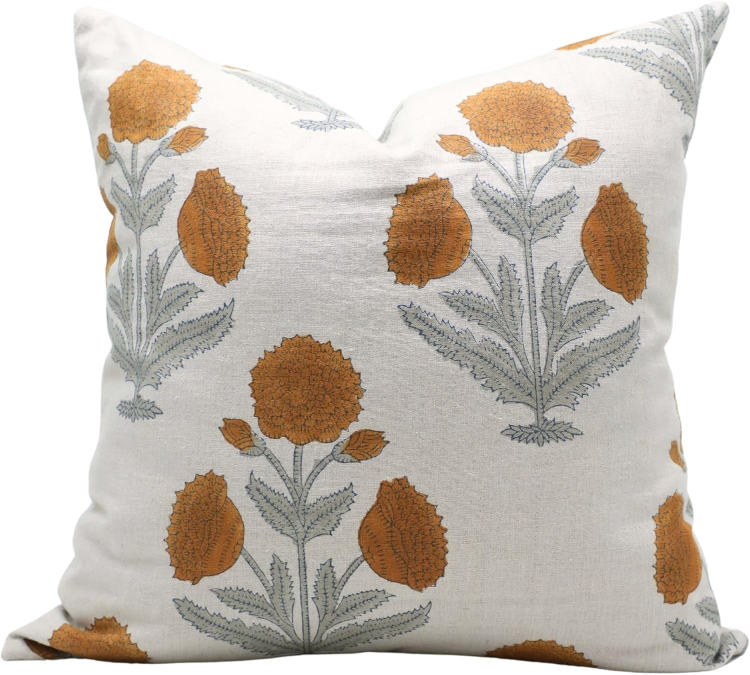 Artistic Hand Block Print Pure Linen Pillow Cover By Fabdivine, 22X22 ...