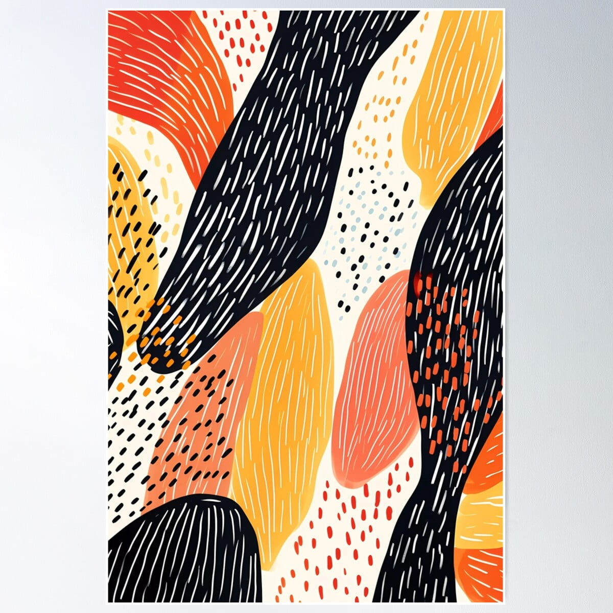 Artistic Hand Painted Abstract Stripes And Dots Poster Wall Art, Modern ...