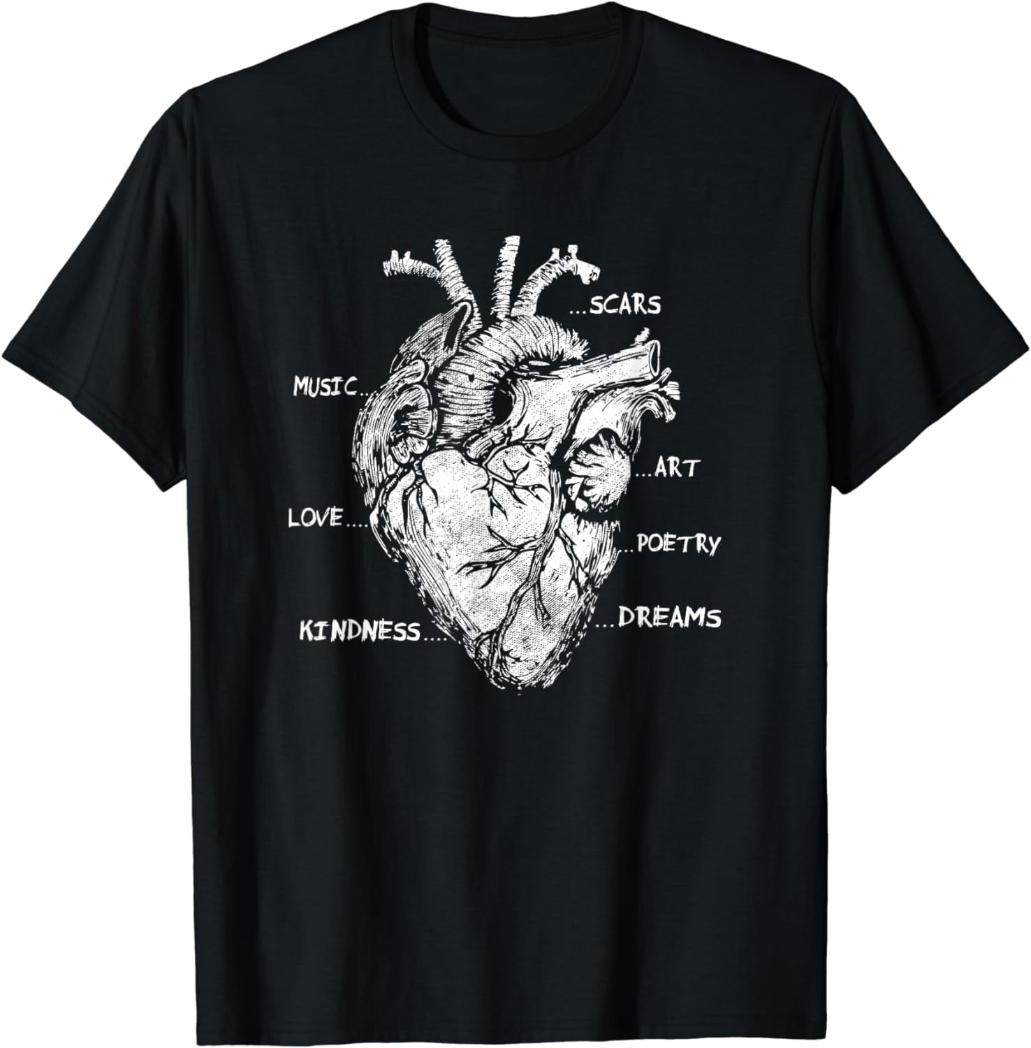 Artistic Heart Anatomical Graphic Kindness Human Anatomy Fun T-Shirt ...