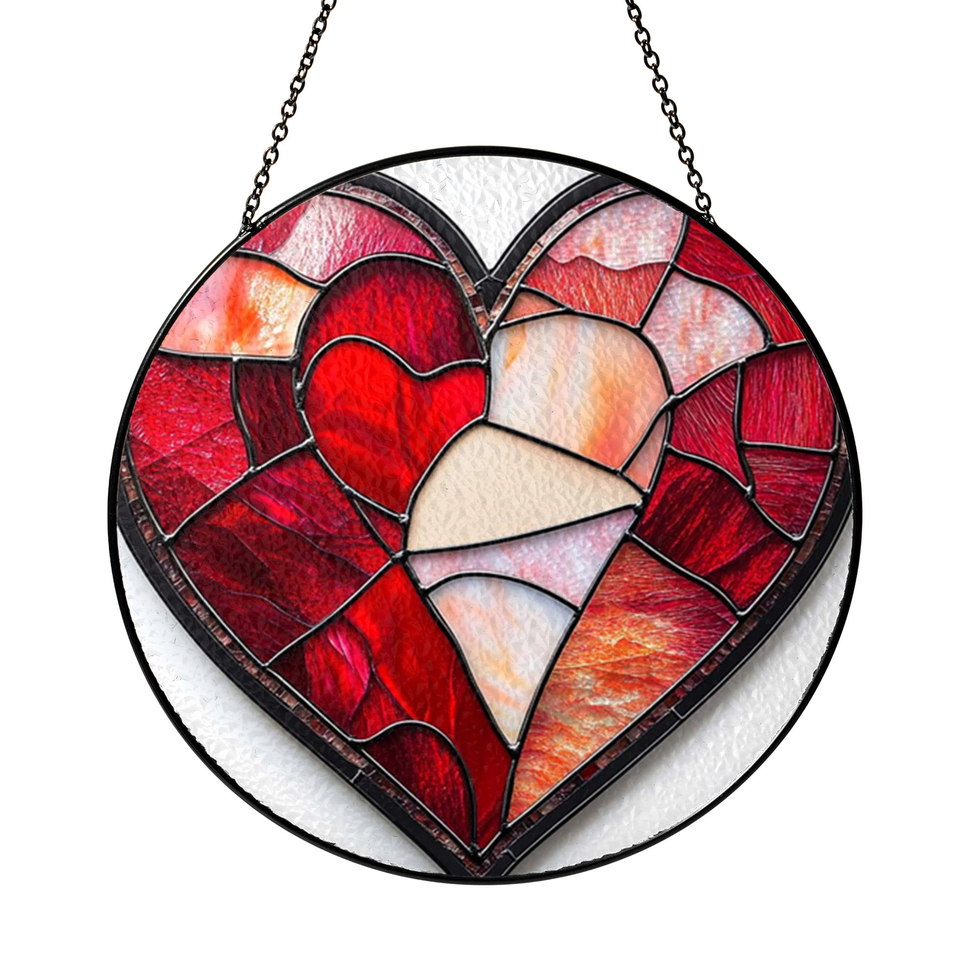 Artistic Heart Design Stained Glass Suncatcher Window Decor, Love ...