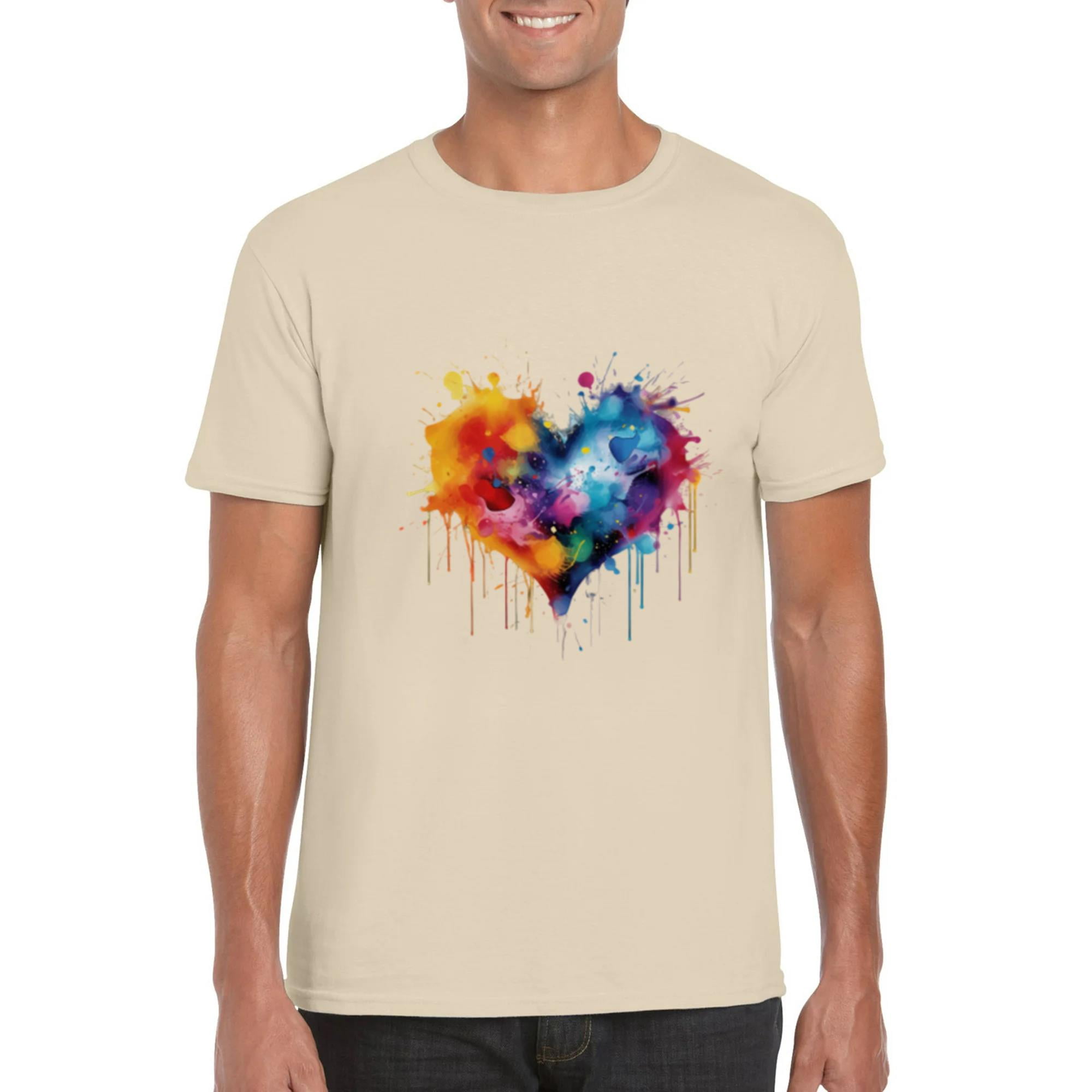 Artistic Heart Love Color Splash Paint Splatter Design T-Shirt, for men ...