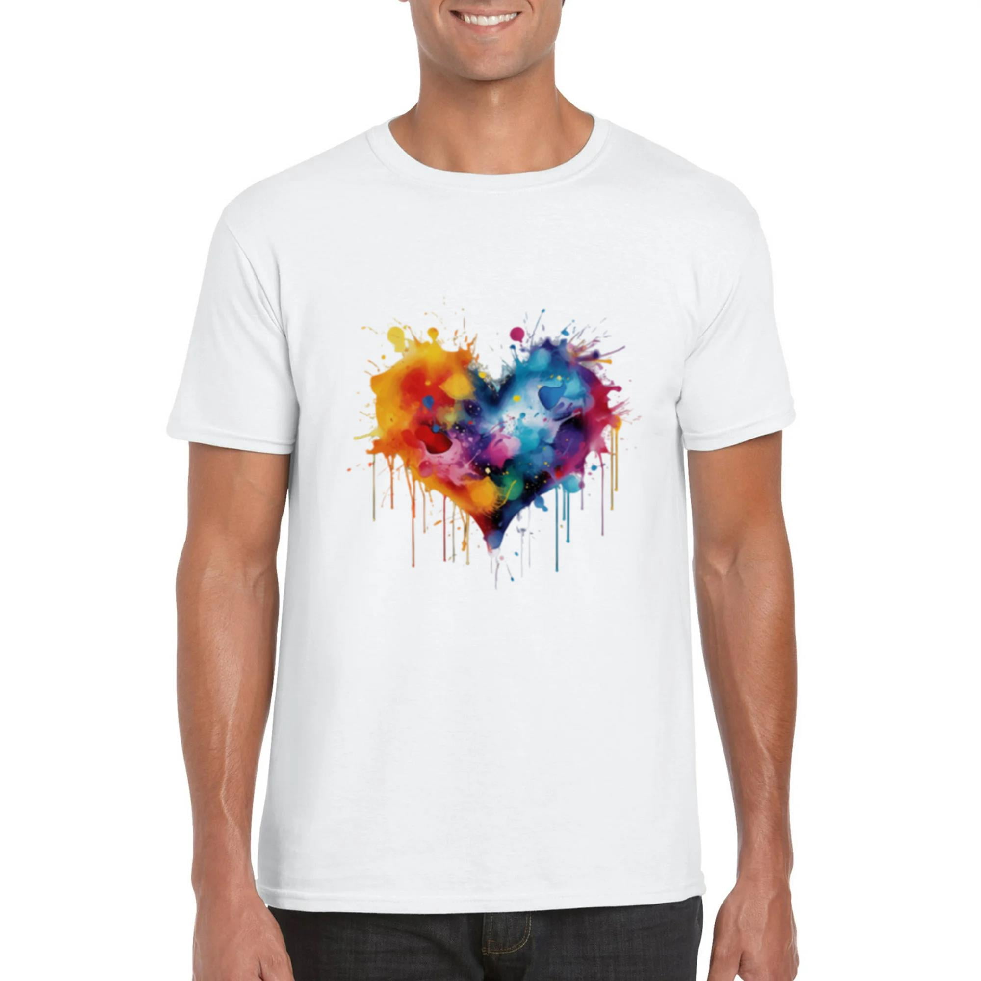Artistic Heart Love Color Splash Paint Splatter Design T-Shirt, for men ...