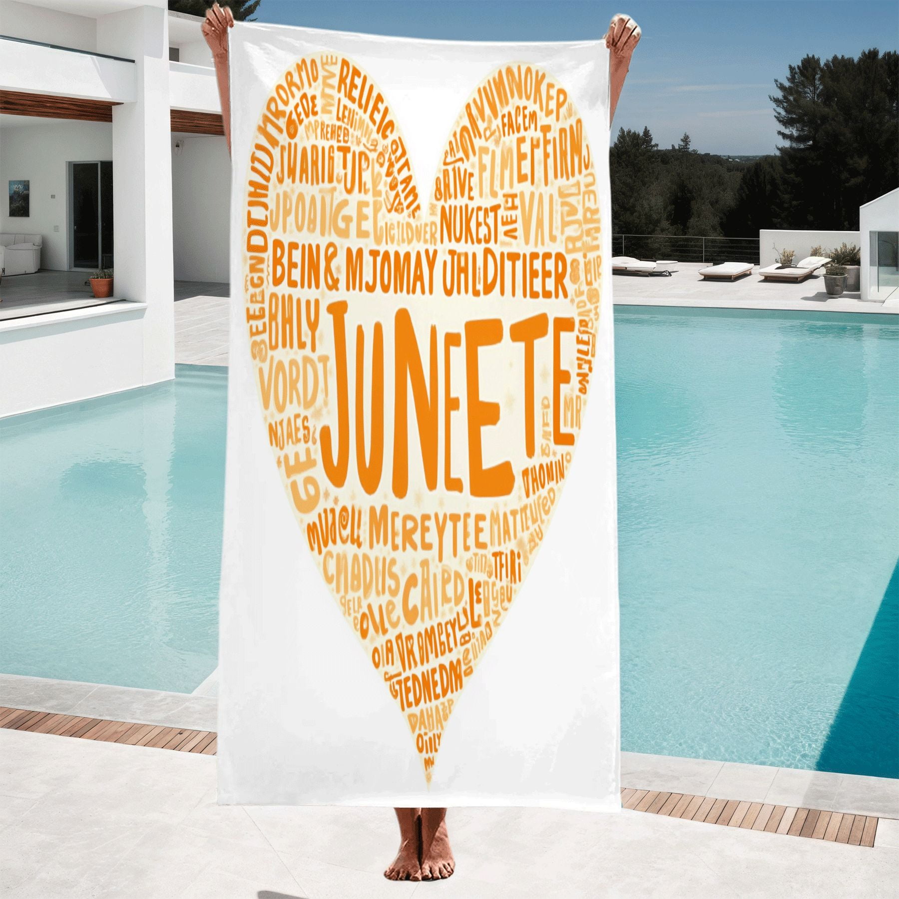 Artistic Heart-Shaped Towel Design - Beach Bath Pool & Travel Towel ...