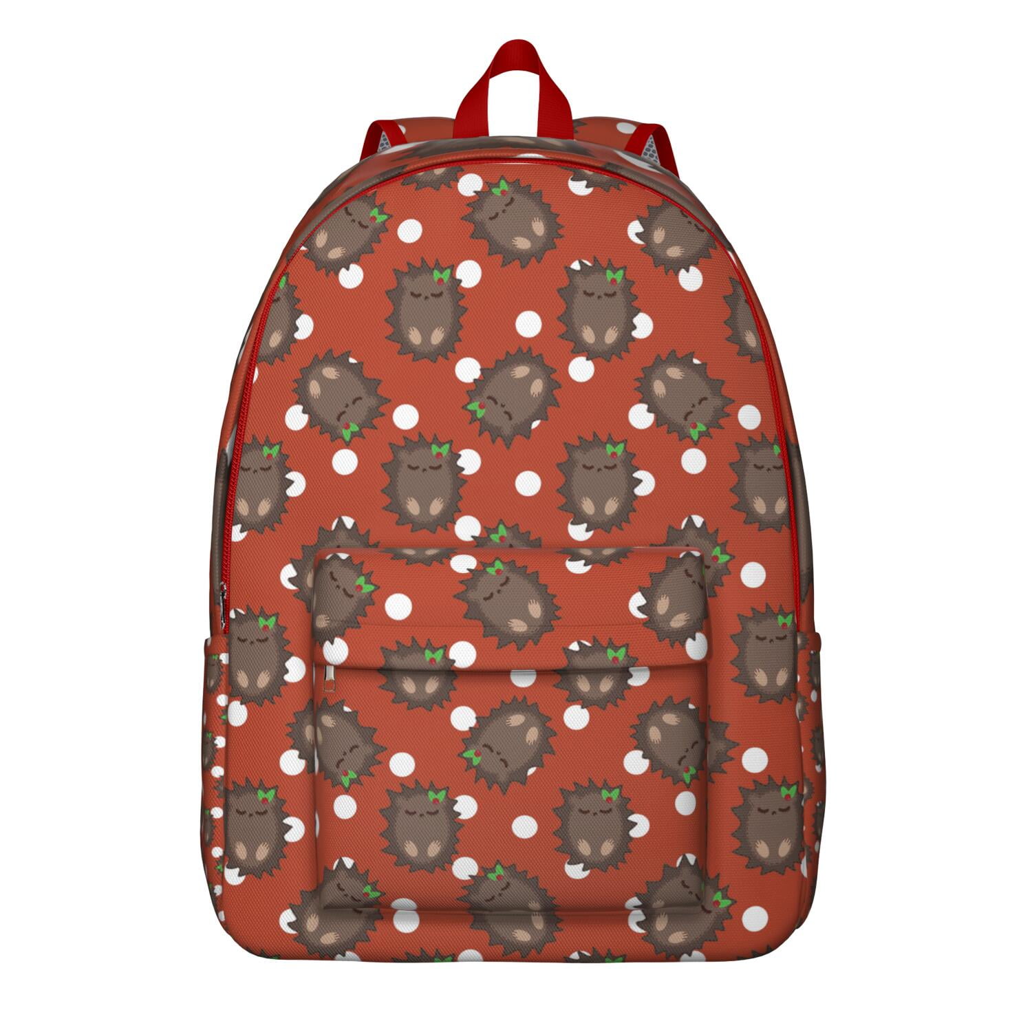 Artistic Hedgehog Backpack – Cute Floral Forest Scene with Cartoon ...