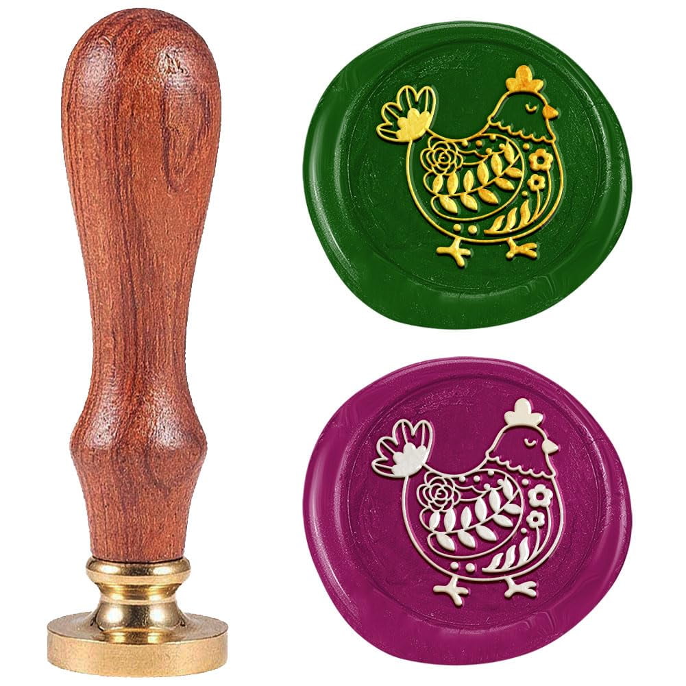 Artistic Hen Wax Seal Stamp 1" Removable Brass Seal Head with Wooden ...