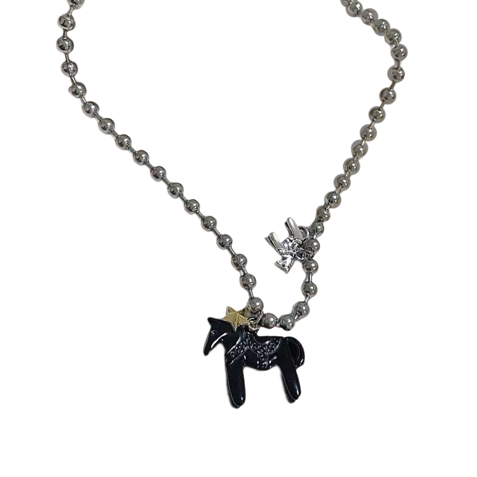 Artistic Horse Charm Necklace Sturdy Metallic Alloy Design Everyday ...