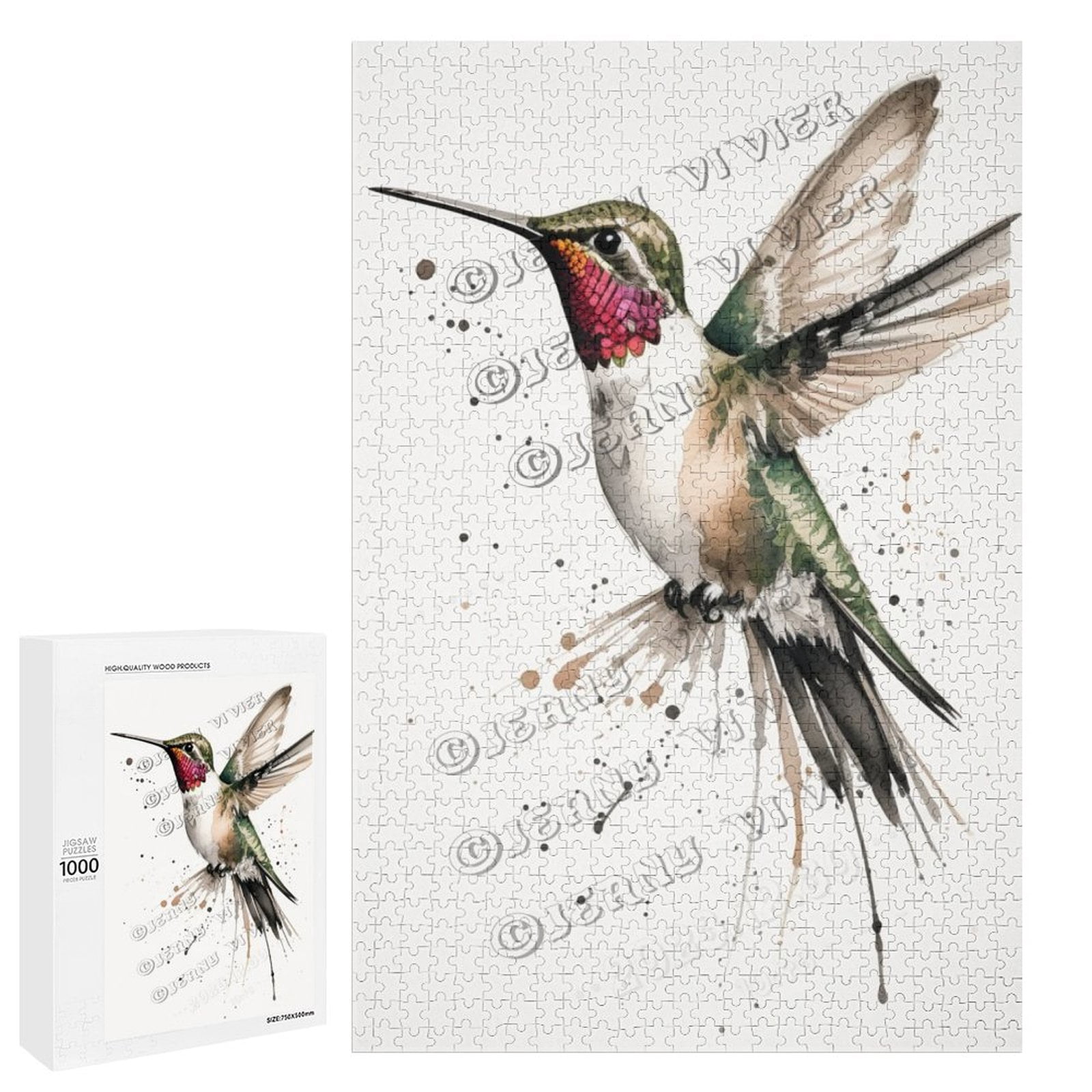 Artistic Hummingbird Puzzle – 1000 Piece Wooden Jigsaw for Adults ...
