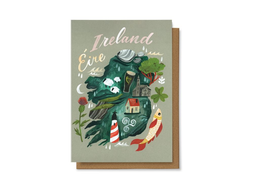Artistic Ireland Greeting Card – Colorful Illustrated Design with ...