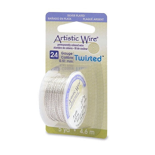 Artistic Jewelry Wire Twisted Non-Tarnish Silver 24 Gauge (5-Yards ...