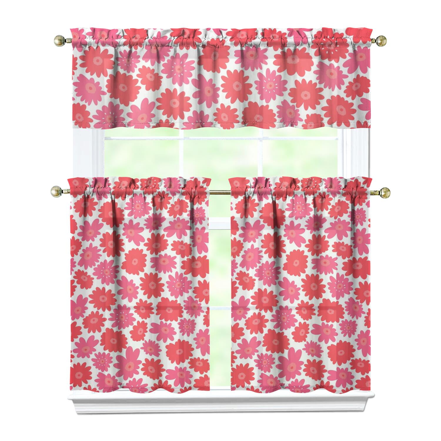 Artistic Kitchen Curtains Set Tier and Valance, Vintage Botanical ...