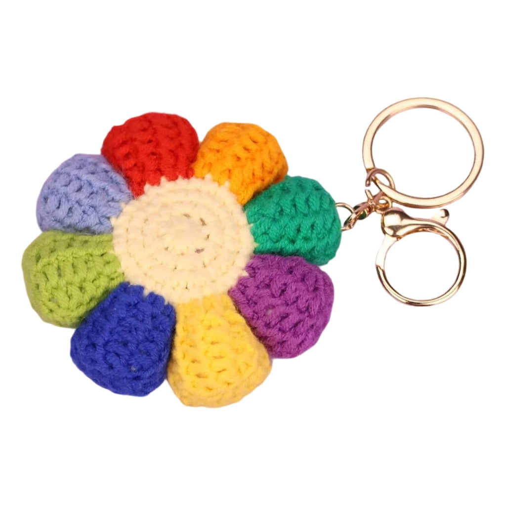 Artistic Knitted Floral Key Holders Crochet Flower Keychains Ornamental ...