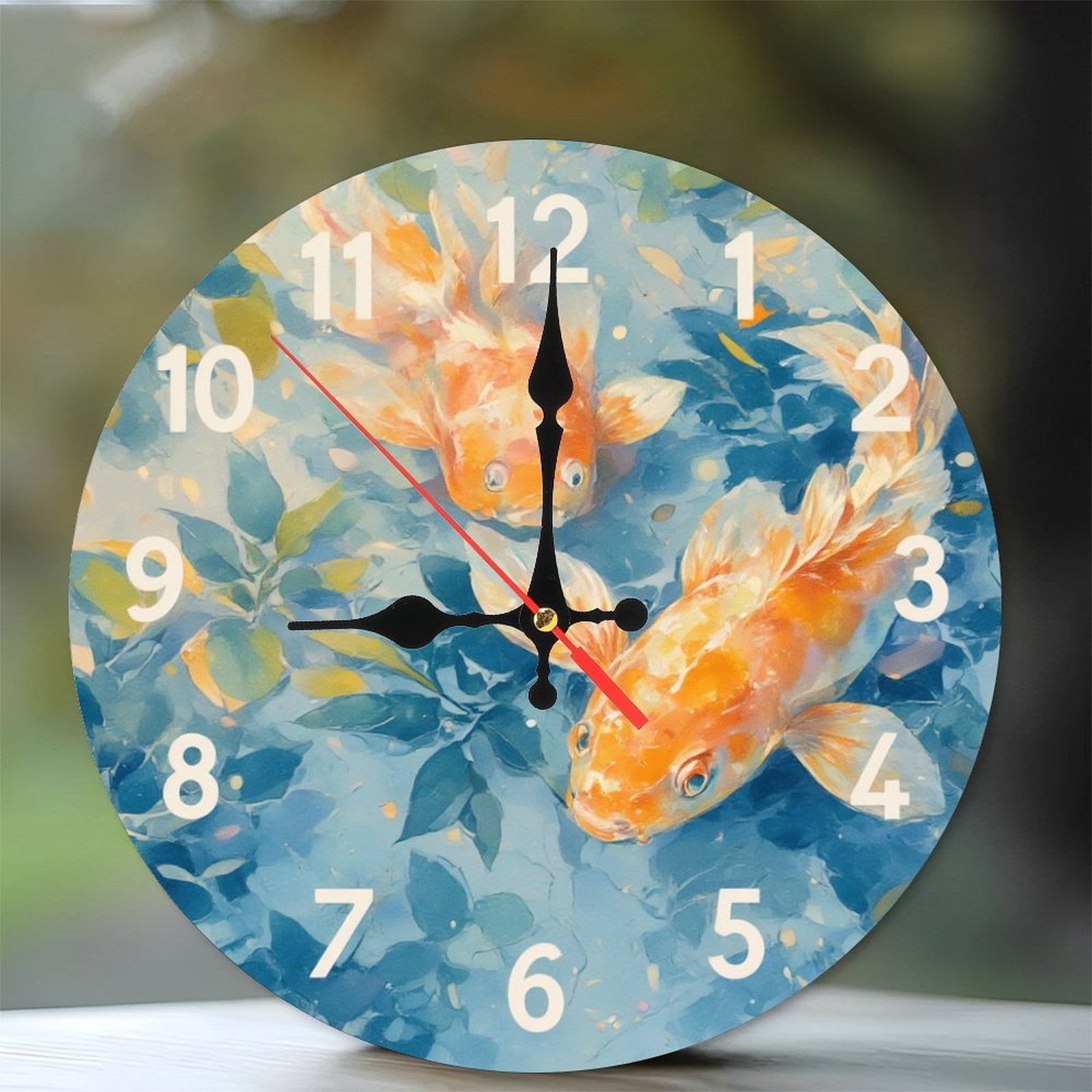 Artistic Koi Fish Wall Clock Home Decor Round Wall Clocks 10-Inch ...