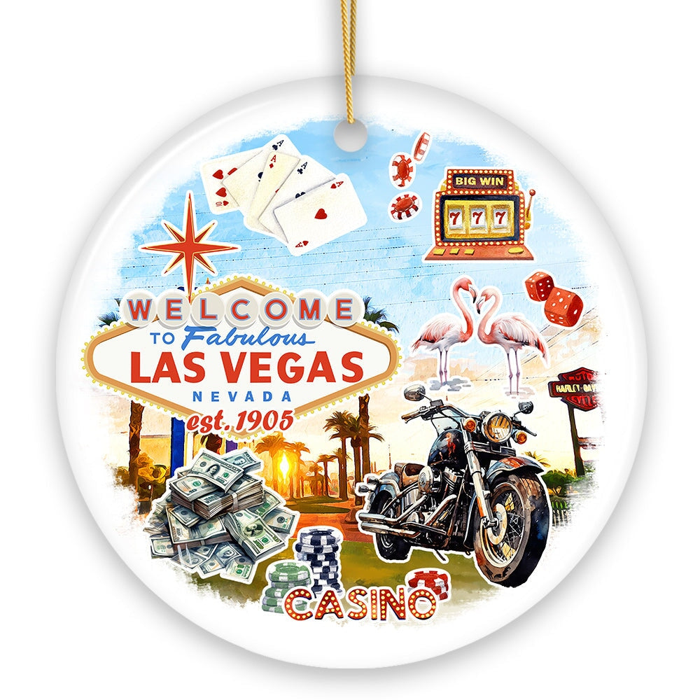 Artistic Las Vegas Collage Art Ceramic Ornament Slot Machines Cards and ...