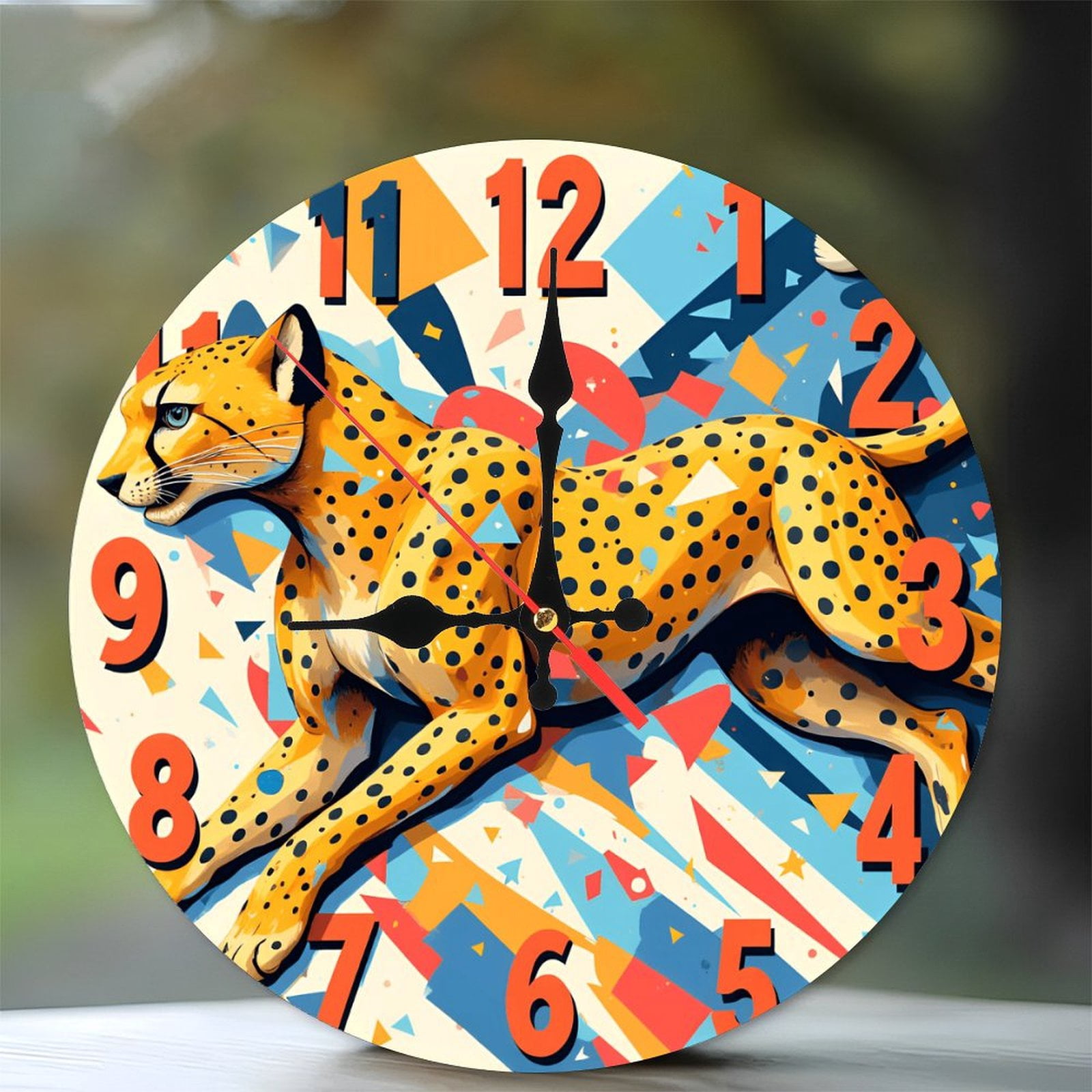 Artistic Leopard Clock 10-Inch Silent Wooden Wall Clock, Battery ...