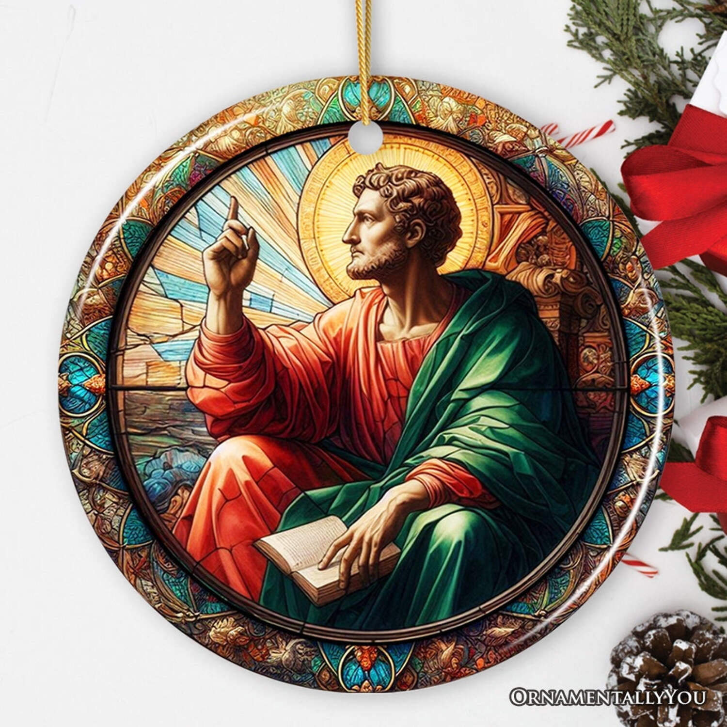 Artistic Man With a Book in Renaissance Italy Painting Ornament ...