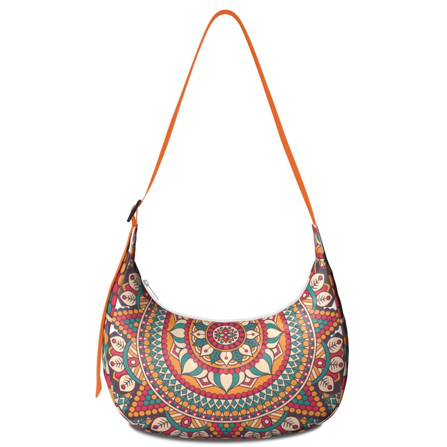Artistic Mandala Healing Bag Trippy Crescent Crossbody Purse with ...