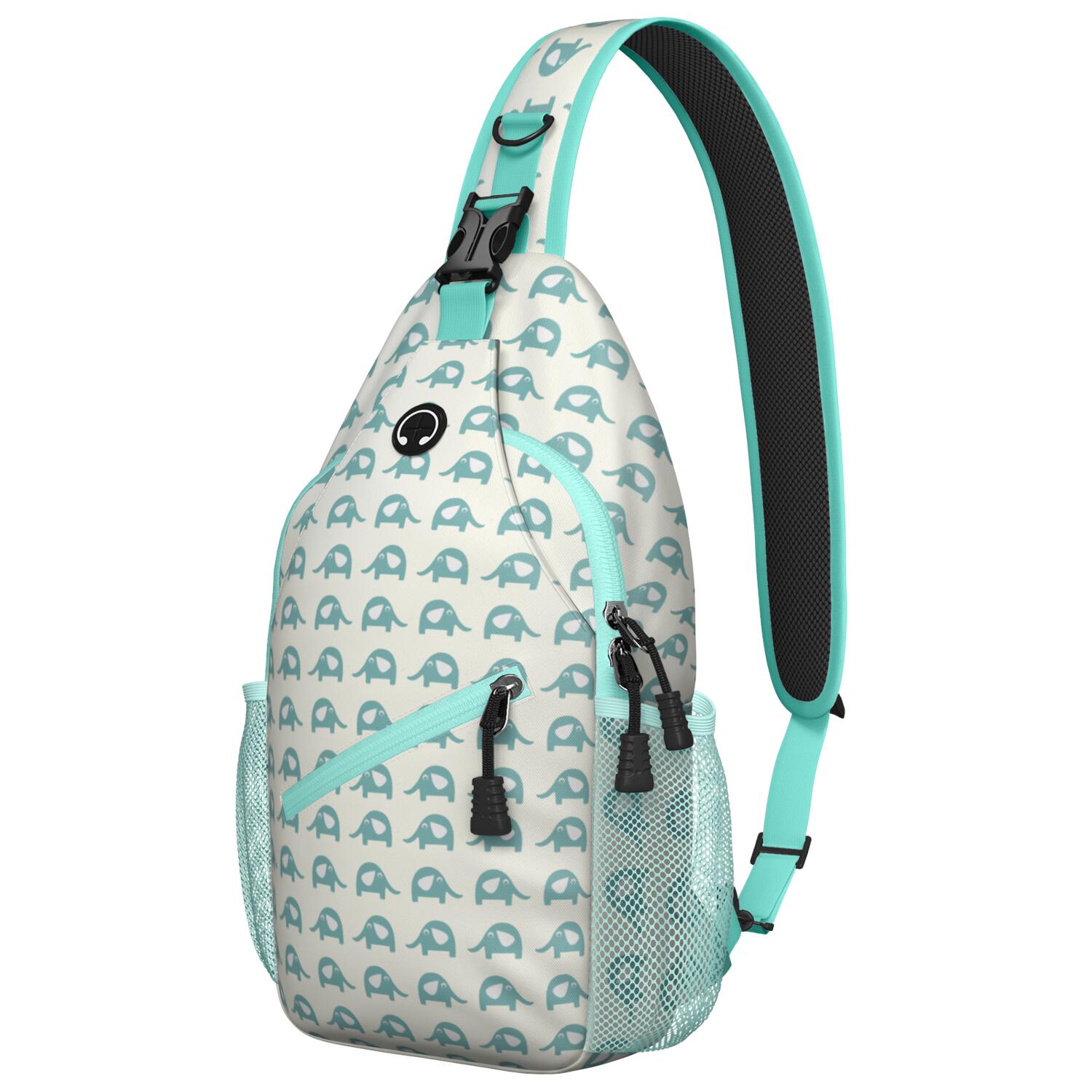Artistic Mandala Sling Backpack with Elephant and Paisley Floral Print ...