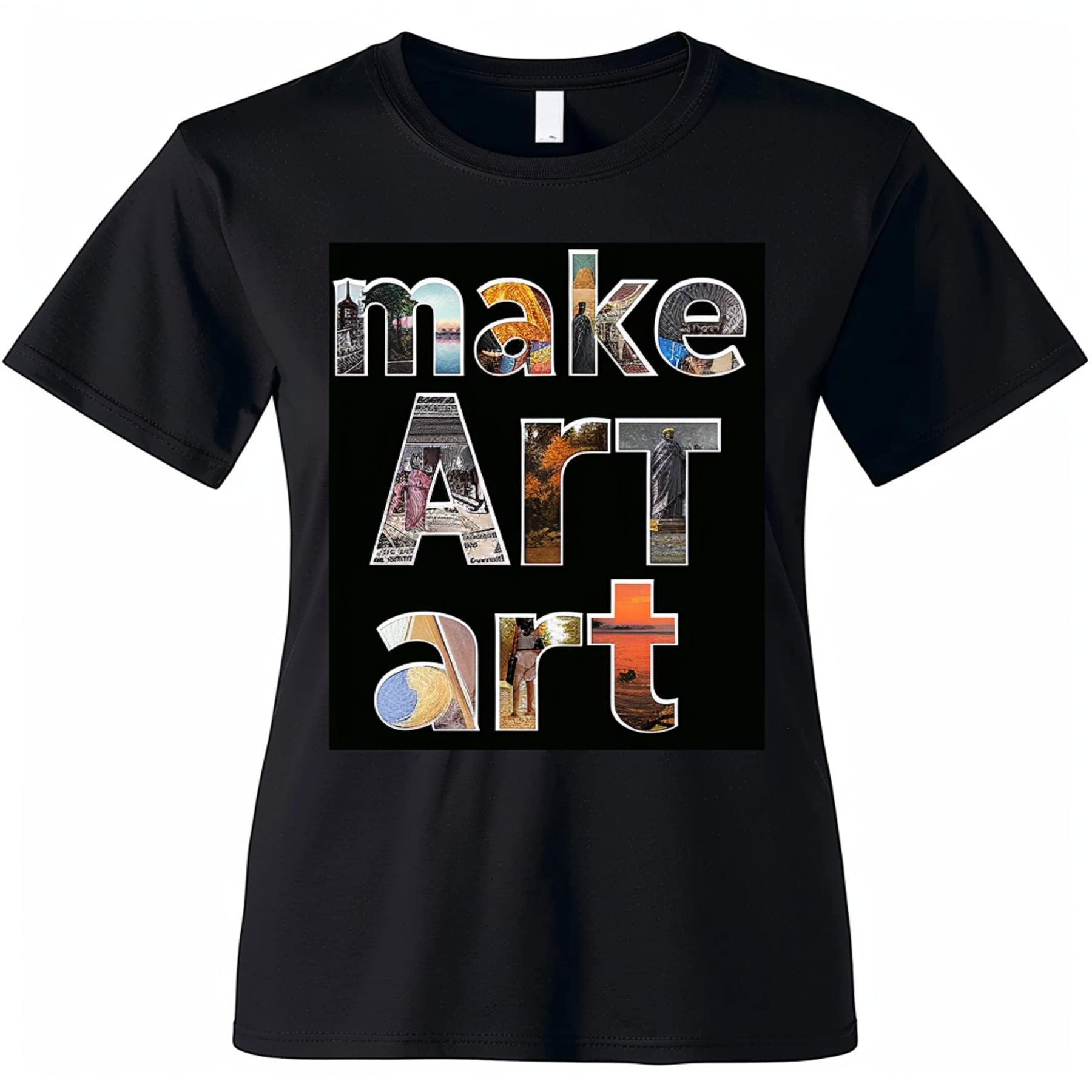 Artistic Masterpiece Black T Shirt Featuring Famous Paintings ...