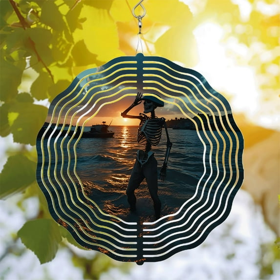 Artistic Metal Hanging Wind Spinner - Circular Design with Concentric ...