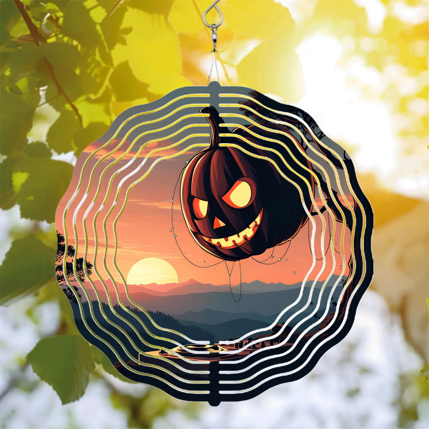 Artistic Metal Hanging Wind Spinner with Sound Wave Design - Perfect ...