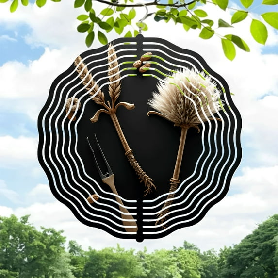 Artistic Metal Hanging Wind Spinners & Chimes - Concentric White Lines ...