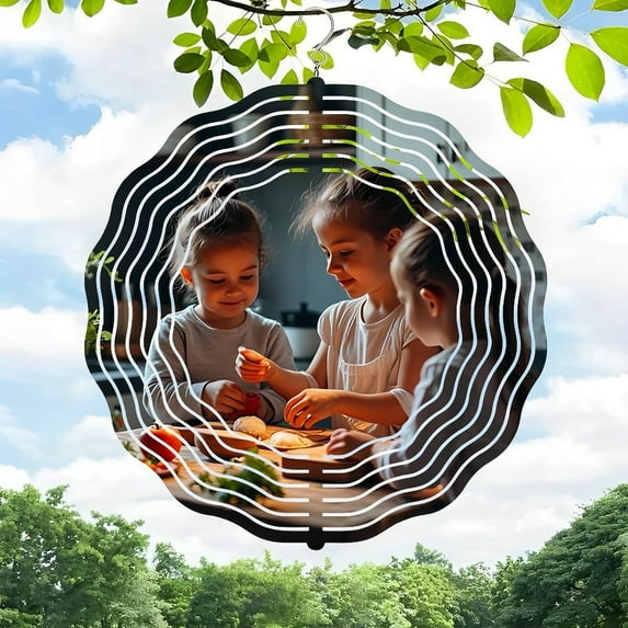 Artistic Metal Hanging Wind Spinners & Chimes - Dynamic Circular Wavy ...