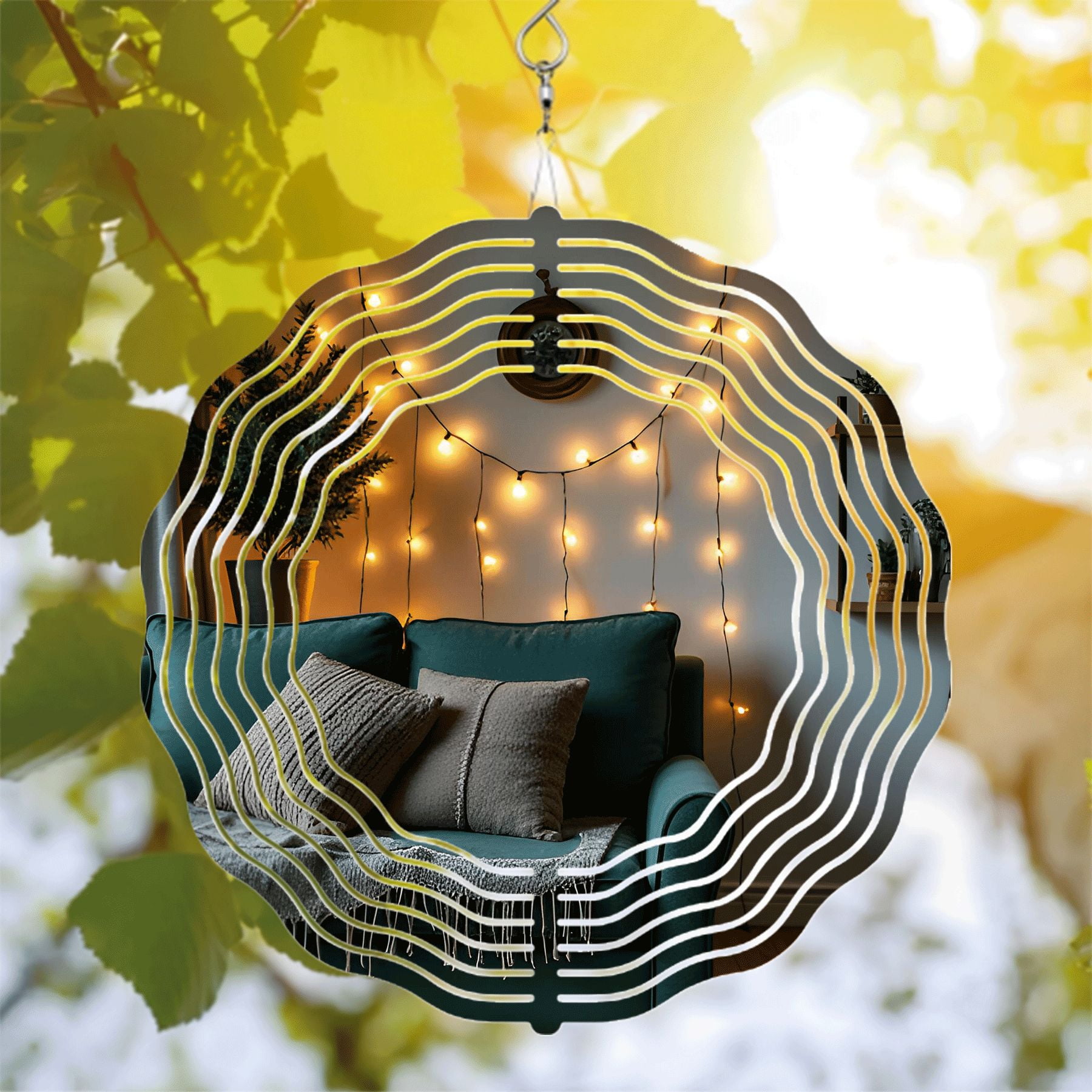 Artistic Metal Hanging Wind Spinners & Chimes - Modern Circular Pattern ...
