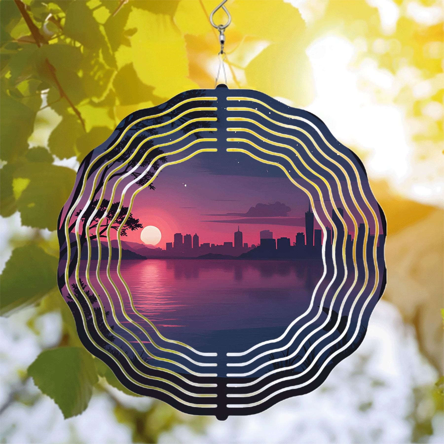 Artistic Metal Hanging Wind Spinners & Chimes - Modern Circular ...