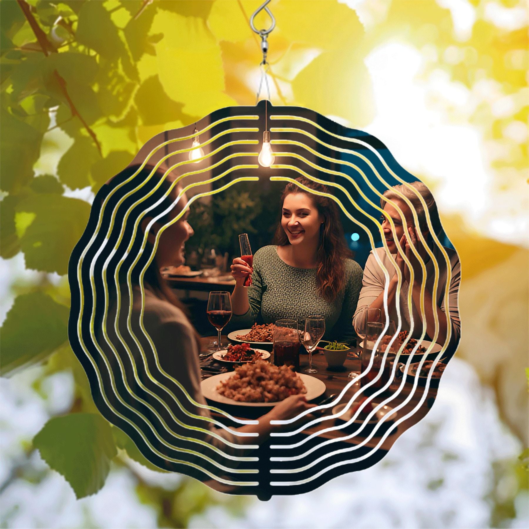 Artistic Metal Hanging Wind Spinners & Chimes - Modern Circular Wave ...