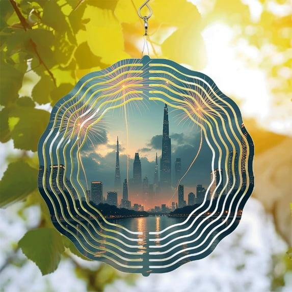 Artistic Metal Hanging Wind Spinners & Chimes - Modern Wave Pattern ...