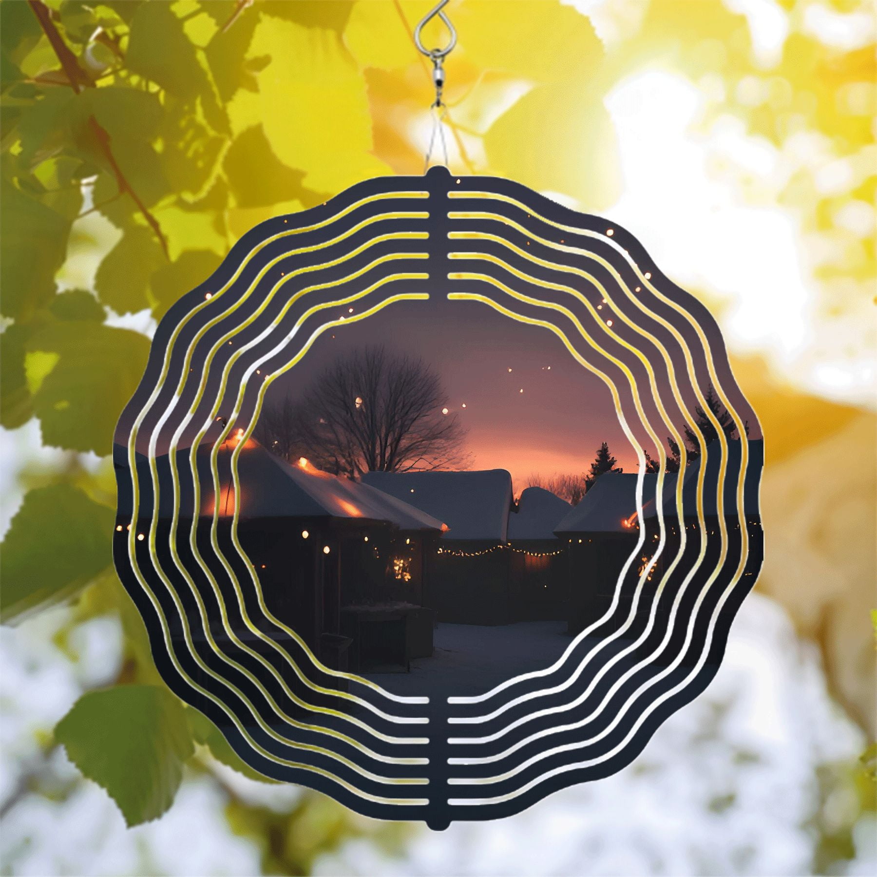 Artistic Metal Hanging Wind Spinners & Chimes - Modern Wave Pattern ...