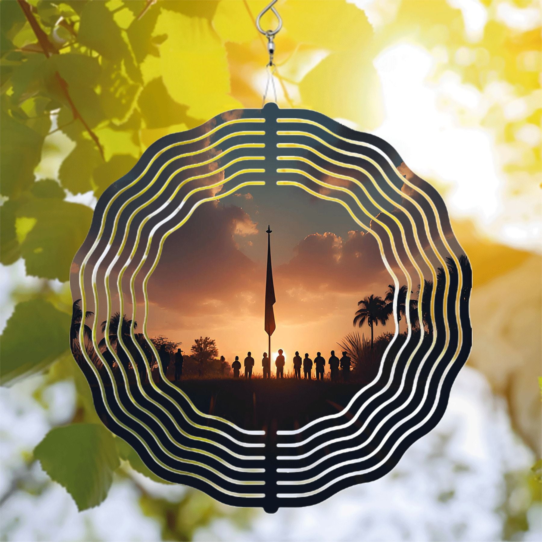 Artistic Metal Hanging Wind Spinners & Chimes - Modern Wave Patterns ...