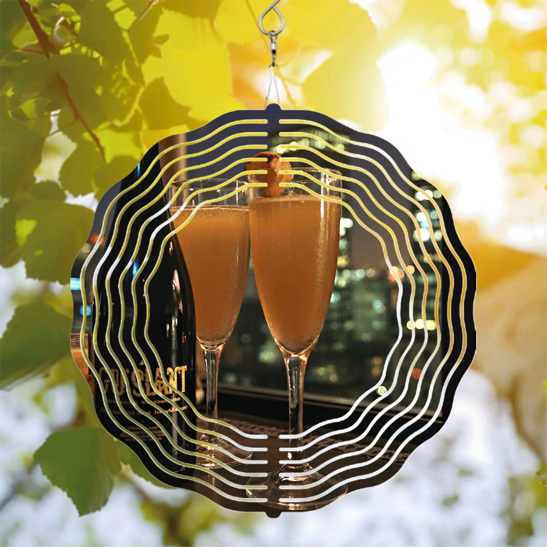 Artistic Metal Hanging Wind Spinners & Chimes - Modern Wavy Pattern ...