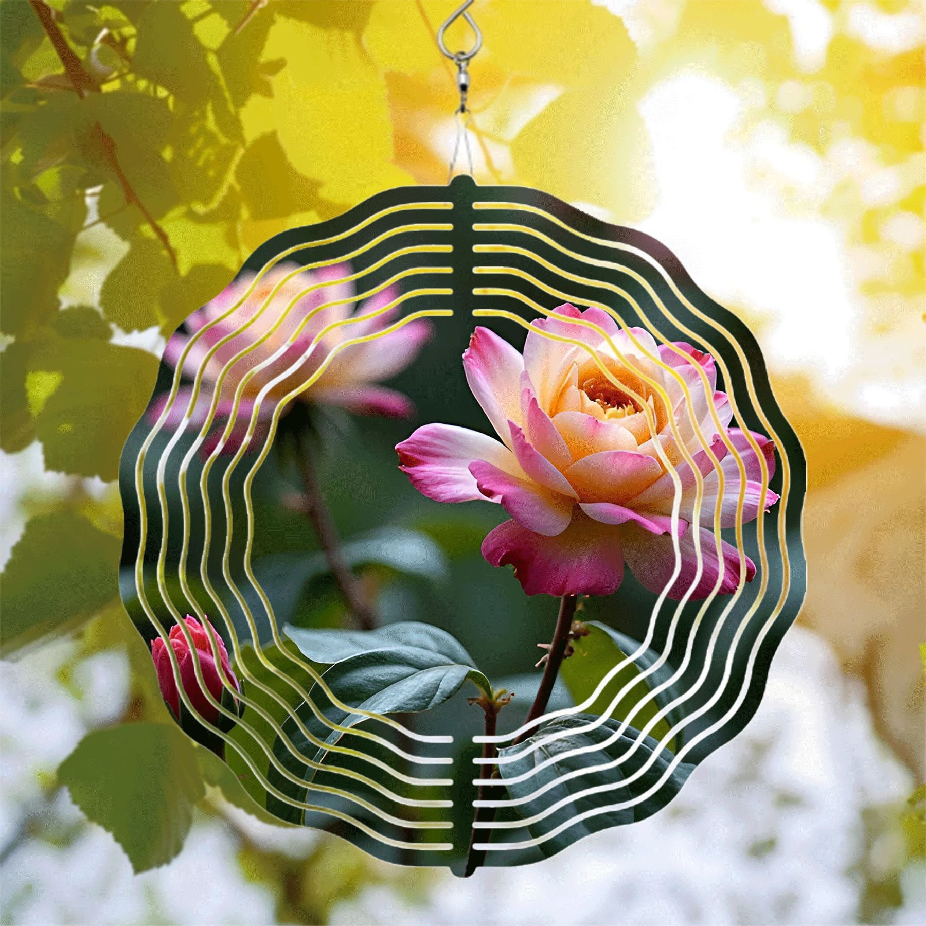 Artistic Metal Hanging Wind Spinners with Circular Wavy Pattern ...