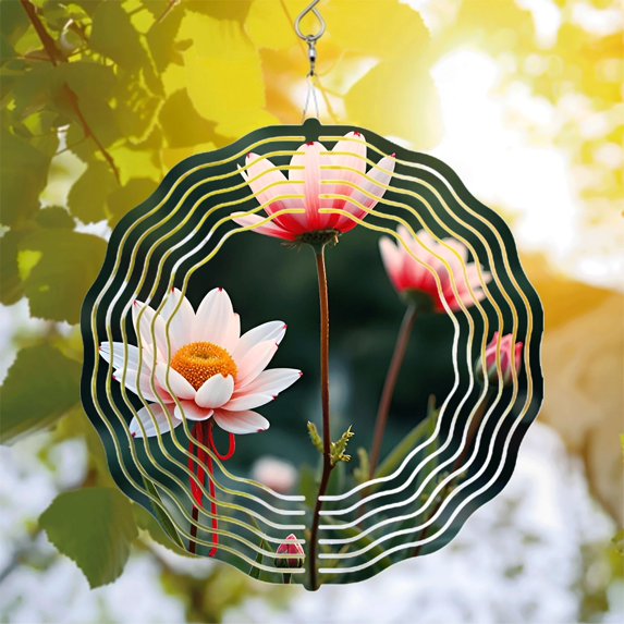 Artistic Metal Hanging Wind Spinners with Concentric White Lines ...