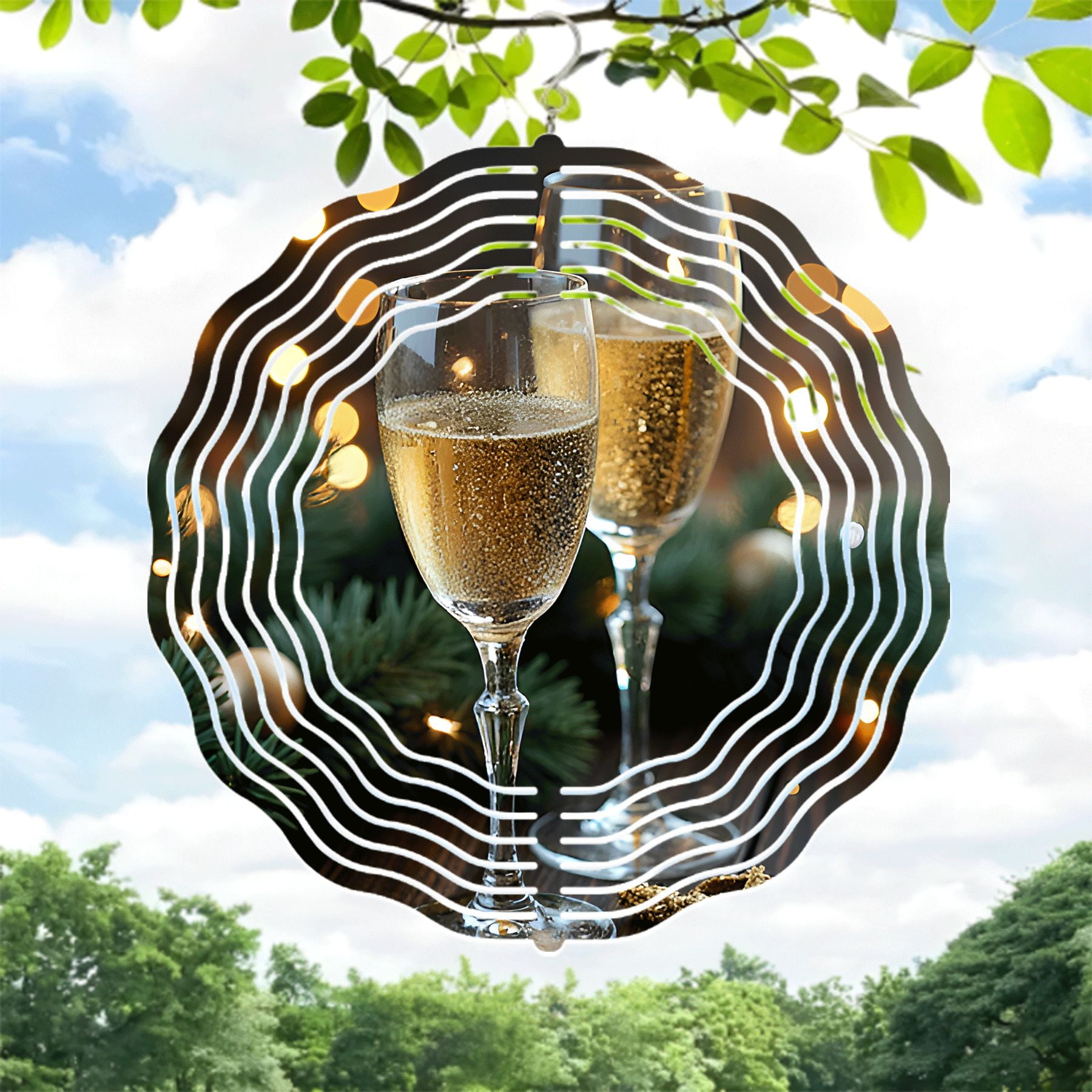 Artistic Metal Hanging Wind Spinners with Modern Circular Wave Patterns ...