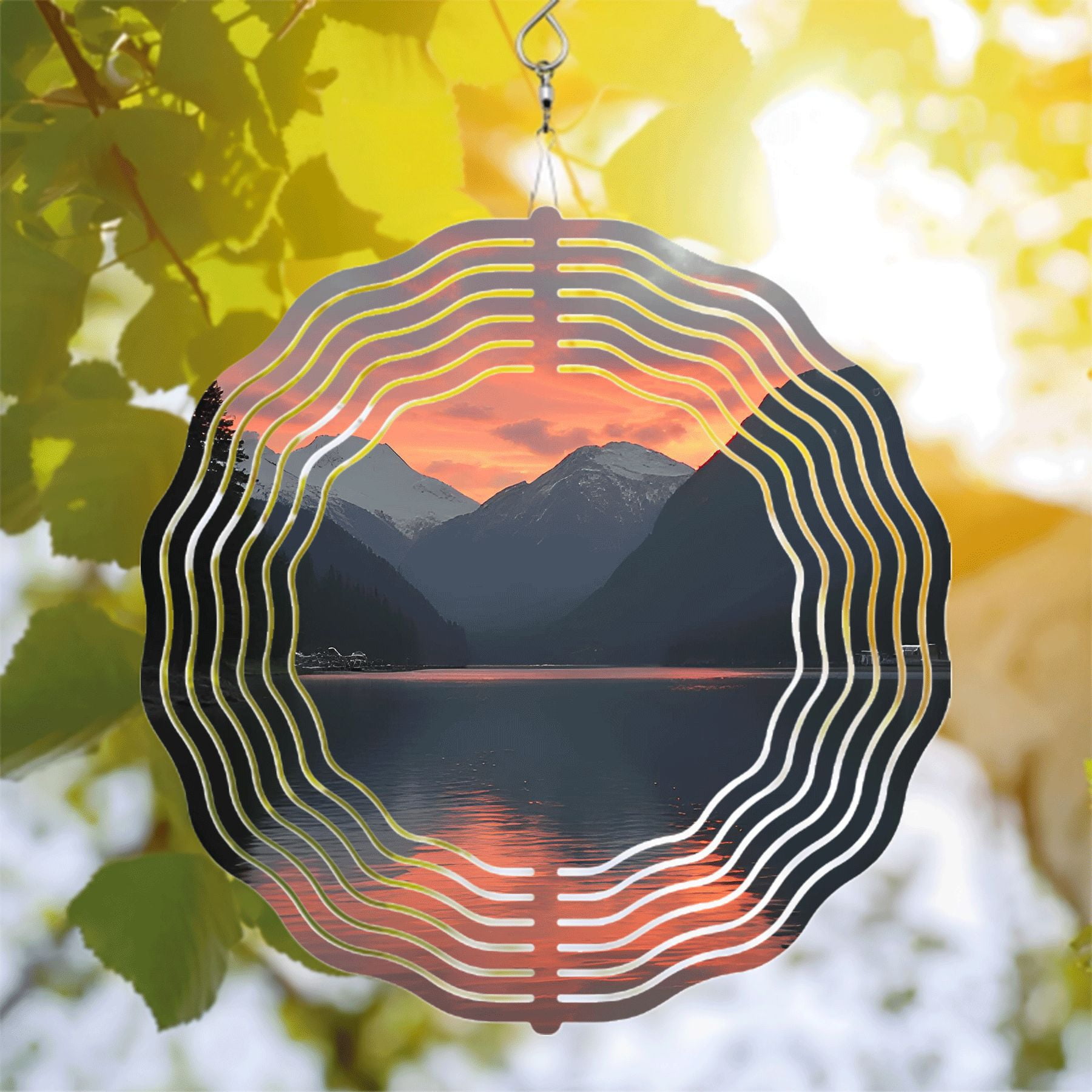 Artistic Metal Hanging Wind Spinners with Sound Wave Design - Serene ...