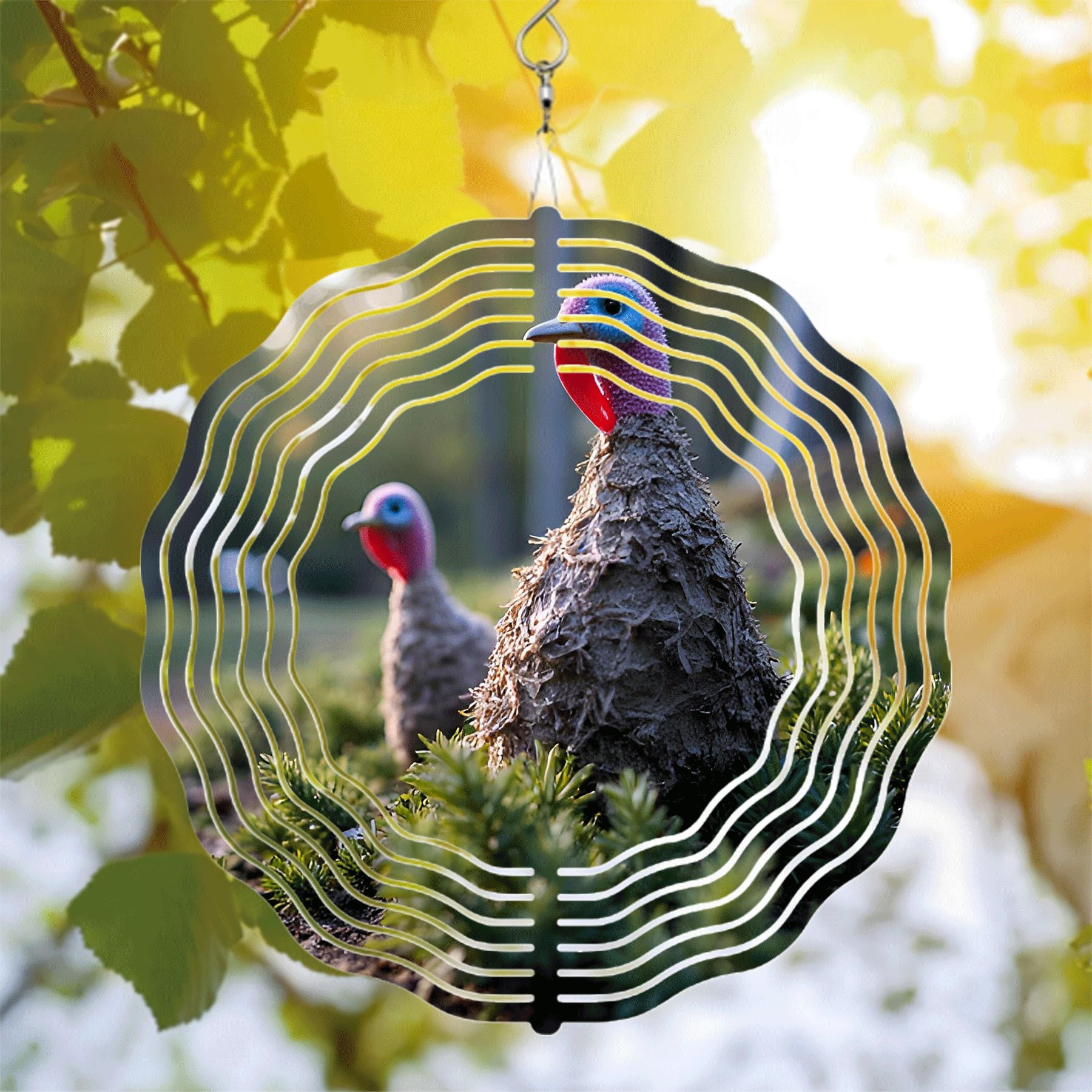 Artistic Metal Hanging Wind Spinners with Unique Circular Wave Pattern ...