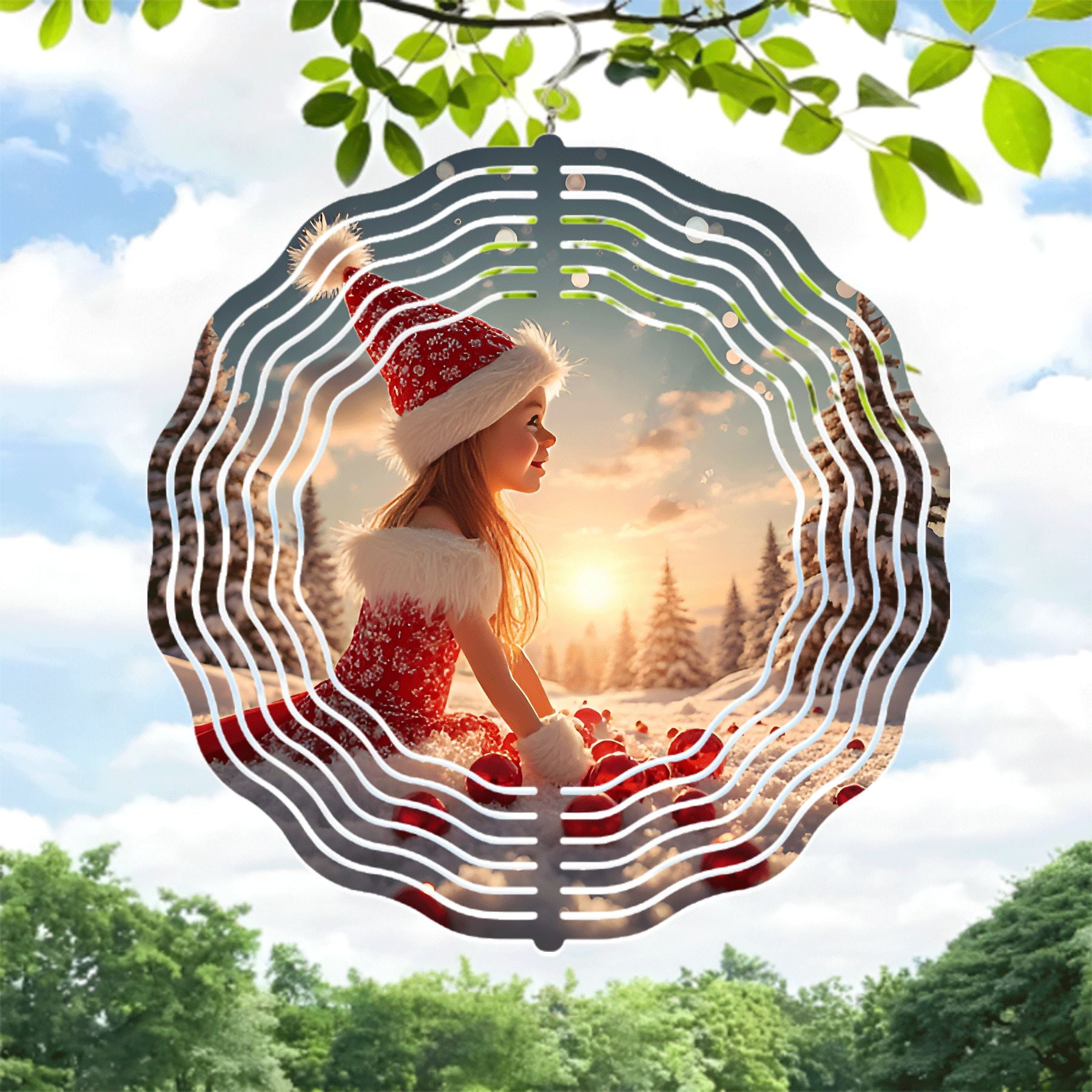 Artistic Metal Hanging Wind Spinners with Unique Circular Wavy Pattern ...