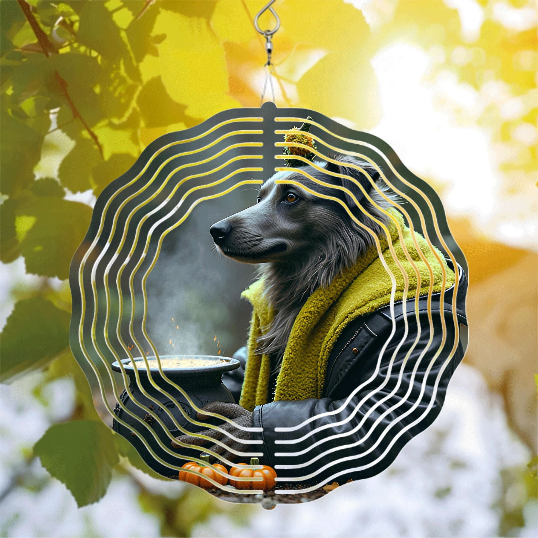Artistic Metal Hanging Wind Spinners with Unique Circular Wavy Pattern ...