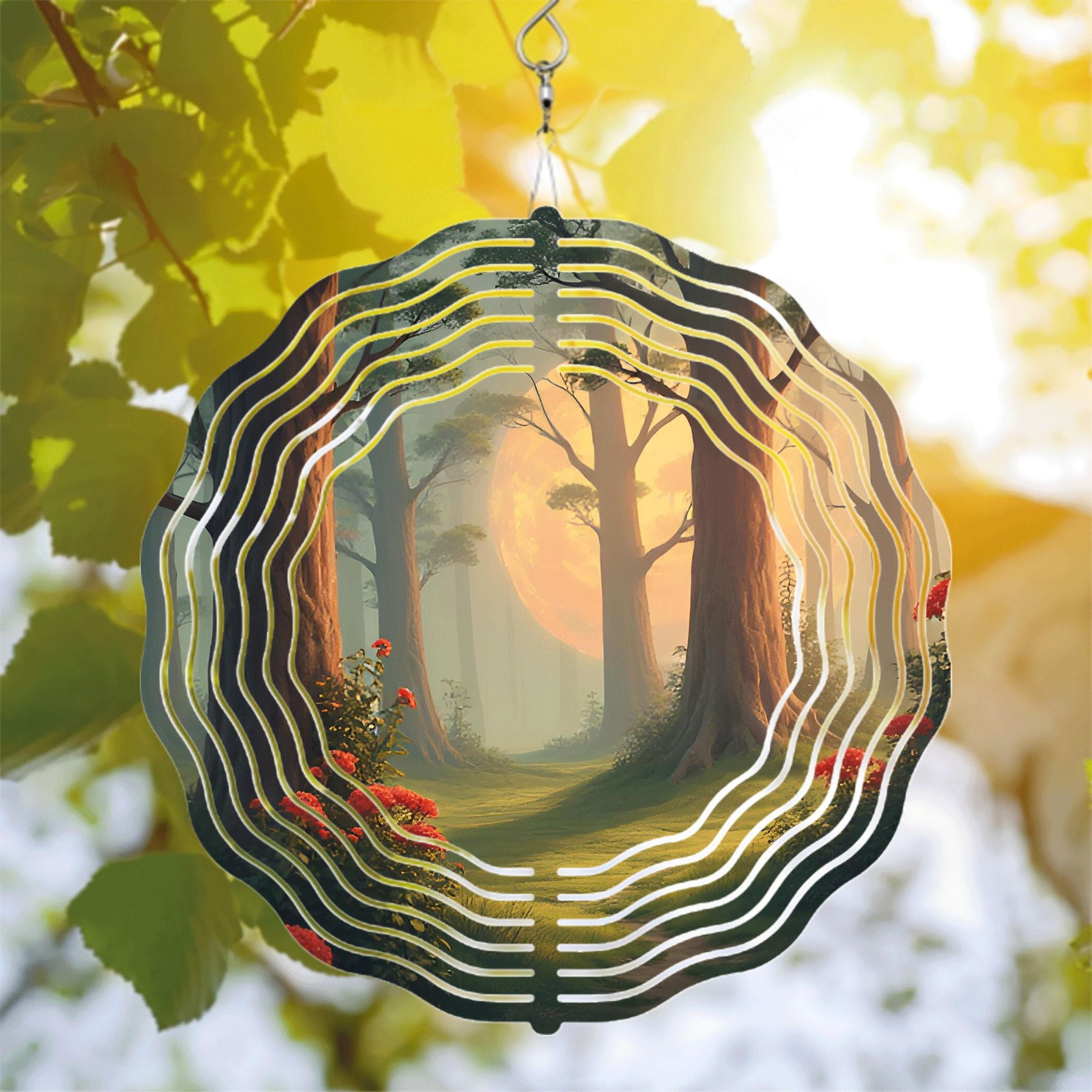Artistic Metal Hanging Wind Spinners with Unique Concentric Pattern ...