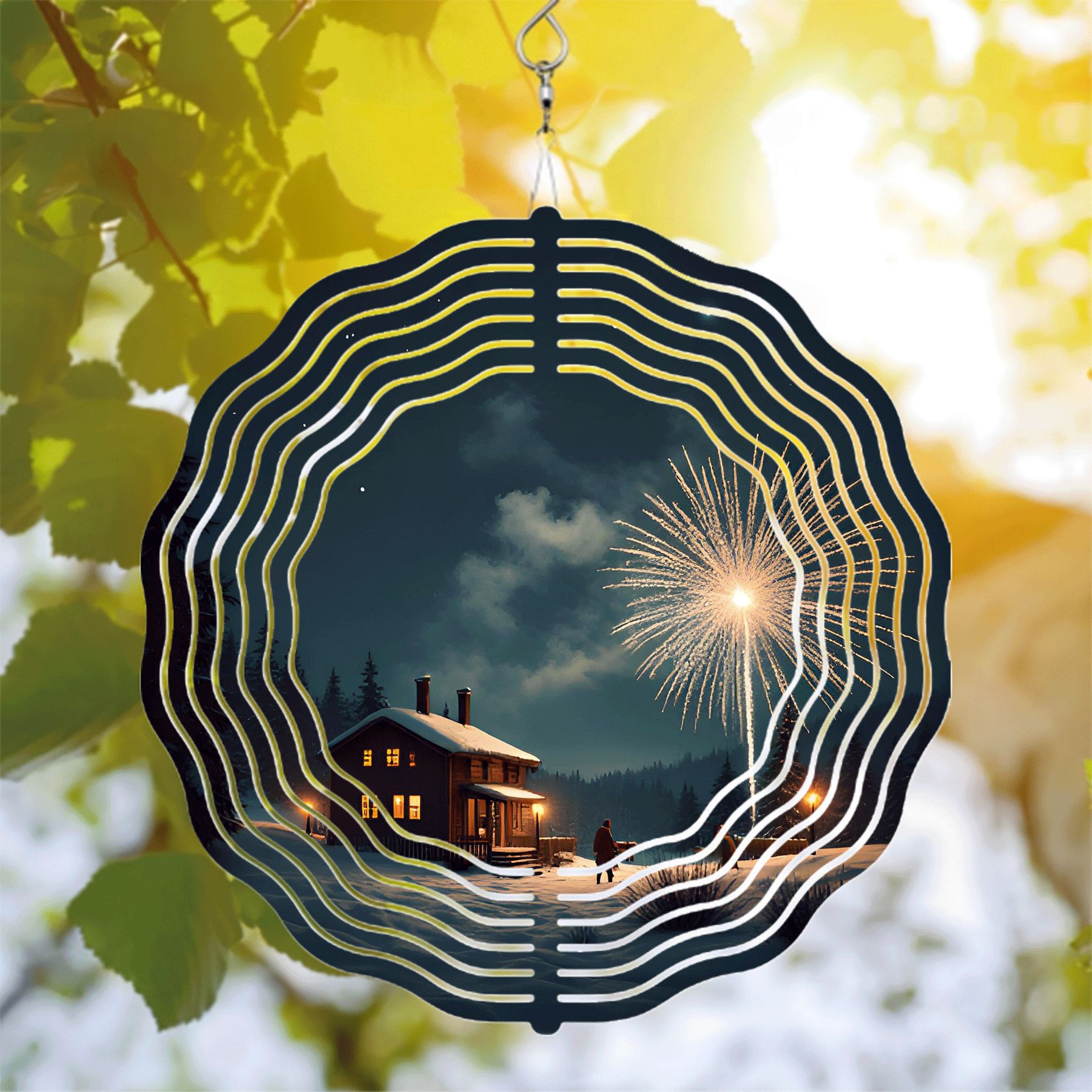 Artistic Metal Hanging Wind Spinners with Wave - Like Pattern - Unique ...
