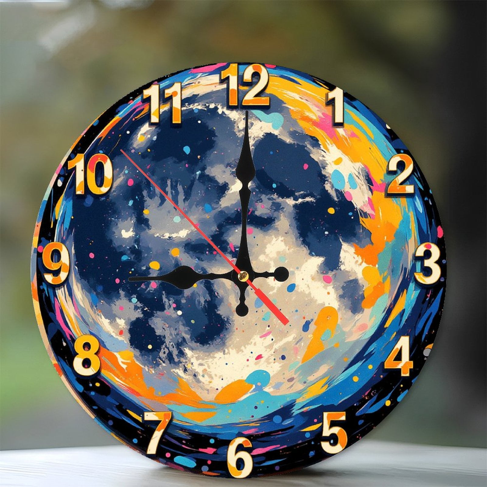 Artistic Moon Wall Clock Home Decoration Unique Design 10-Inch Silent ...