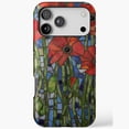Artistic Mosaic Poppies for iPhone Case 11 through 17 Pro Max - Stained ...