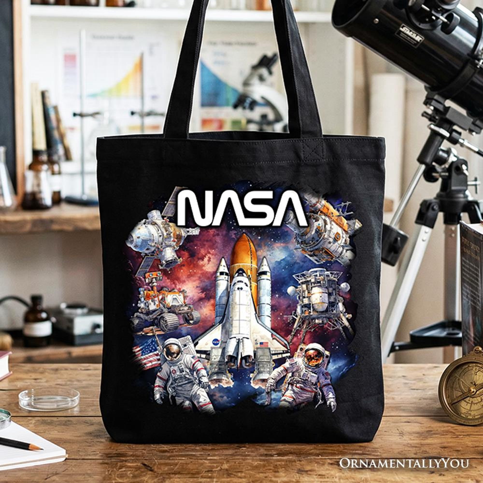 Artistic NASA Handcrafted Tote Bag, Astronaut in Outer Space with the ...
