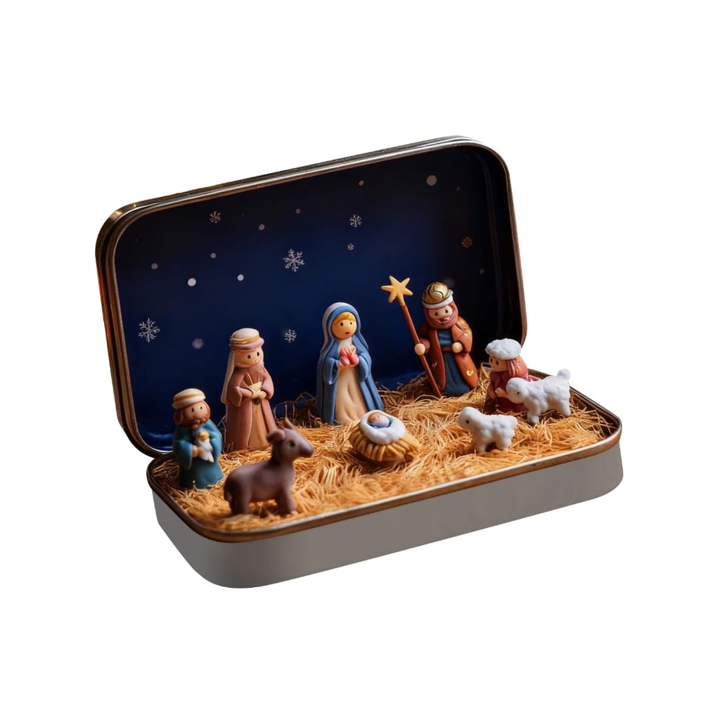Artistic Nativity Scene in a Box Handmade Holiday Decoration Detailed ...