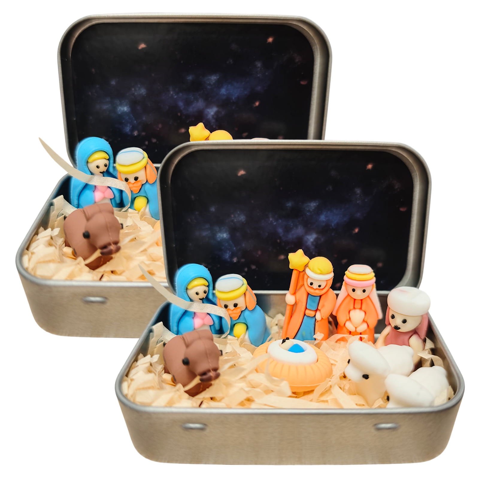 Artistic Nativity Scene in a Box Handmade Holiday Decoration With ...