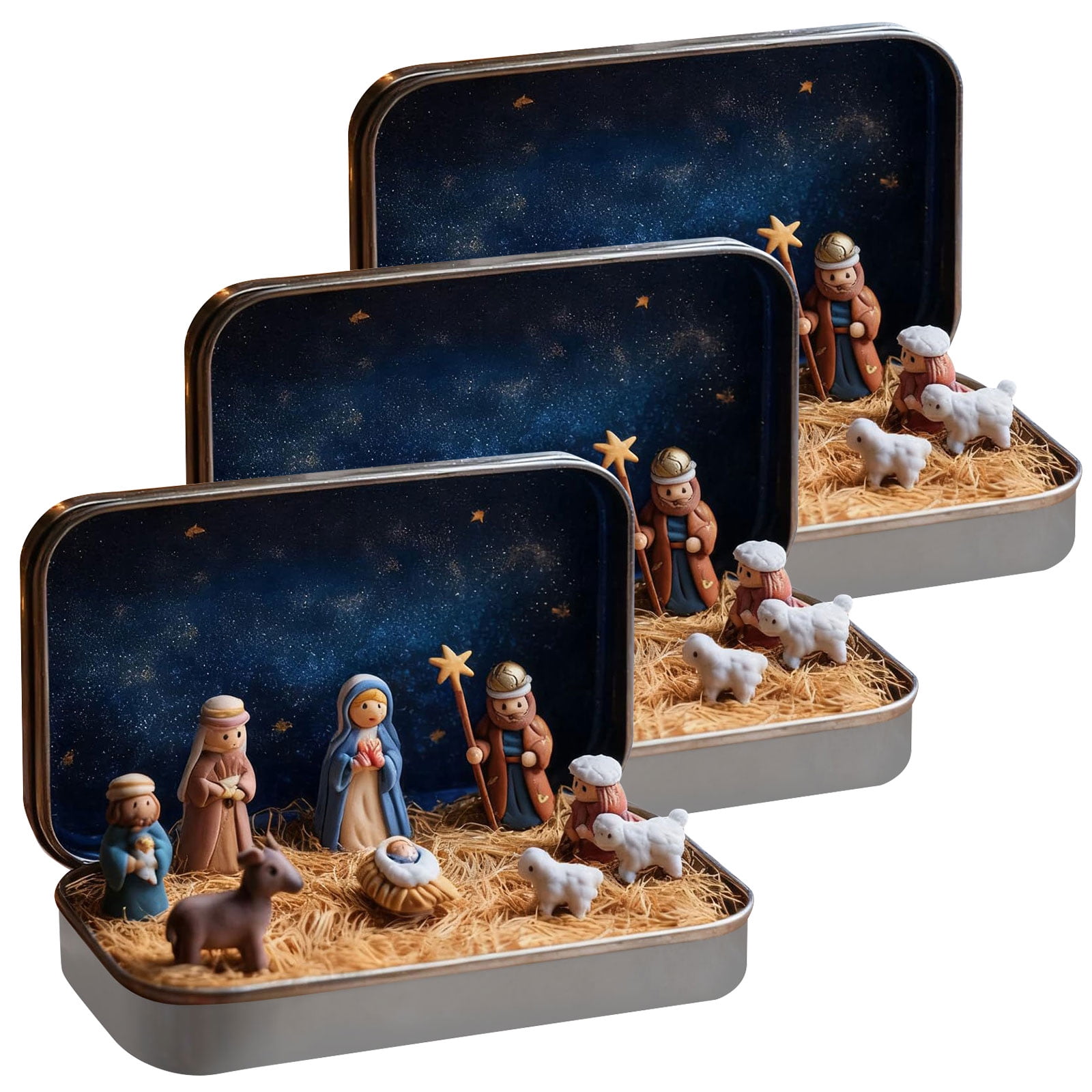Artistic Nativity Scene in a Box Handmade Holiday Decoration With ...